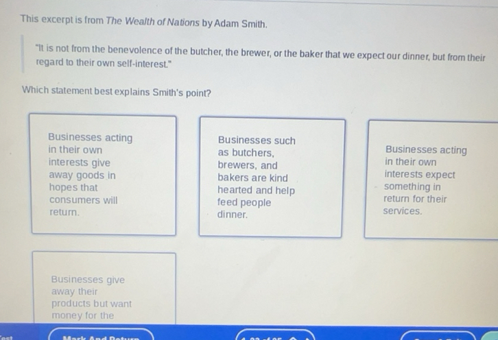 Solved: This excerpt is from The Wealth of Nations by Adam Smith. “It ...
