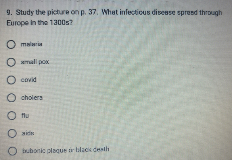Solved: Study the picture on p. 37. What infectious disease spread ...