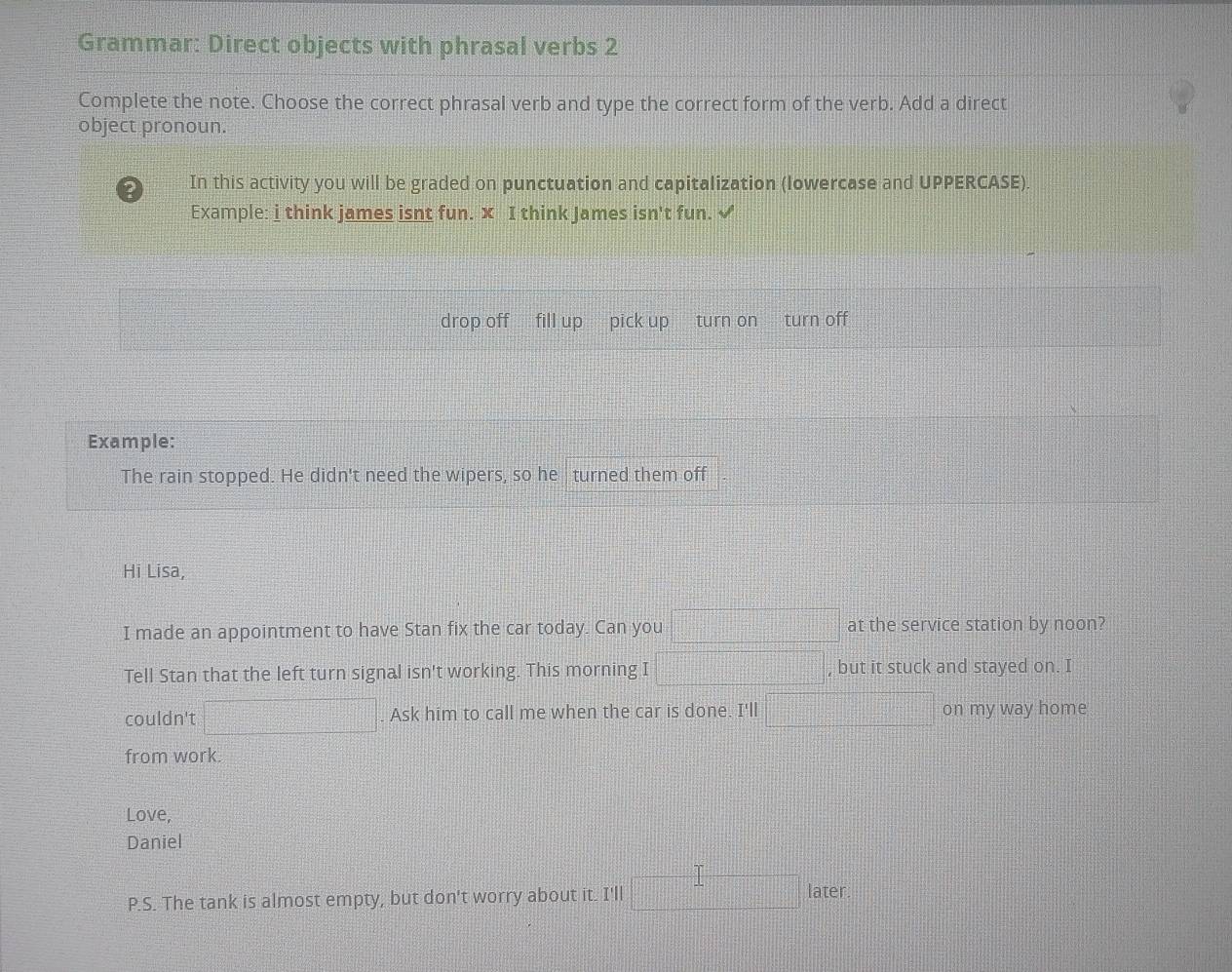 Resuelto:Grammar: Direct objects with phrasal verbs 2 Complete the note ...
