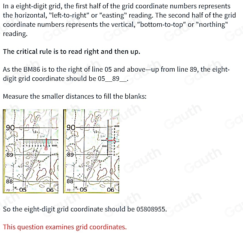 Solved: What are the eight-digit grid coordinates for benchmark 86 ...