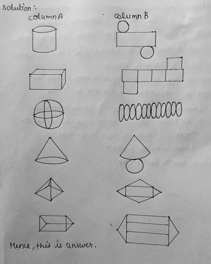 Solved: 1: Match the solid figure in column A with their corresponding ...