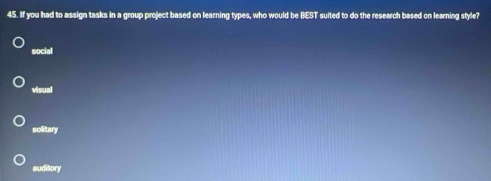 Solved: If you had to assign tasks in a group project based on learning ...