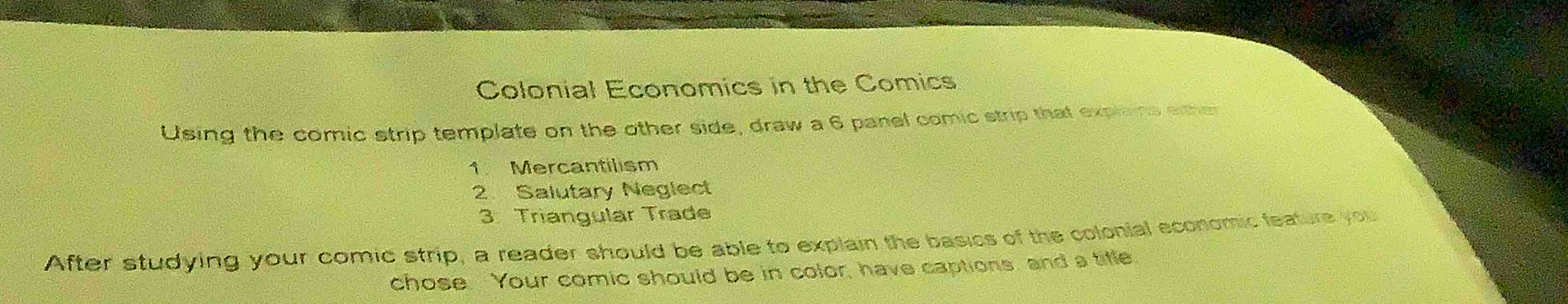 Solved: Colonial Economics in the Comics Using the comic strip template ...