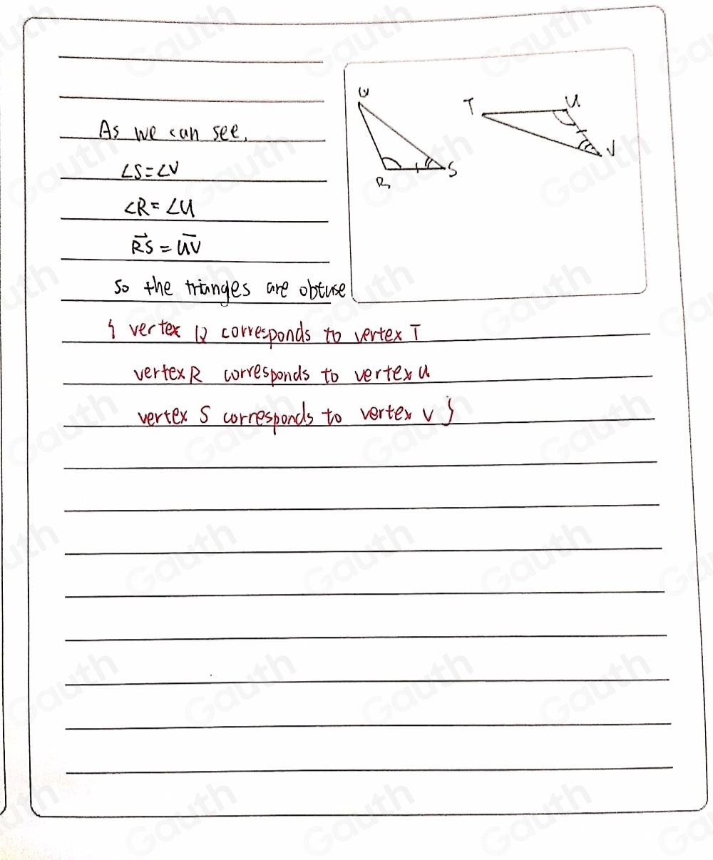 Solved: Can a translation and a reflection map QRS to TUV? Explain why ...