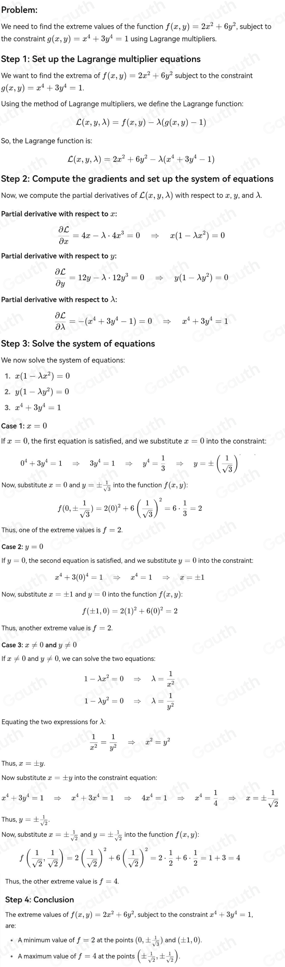 Solved: This extreme value problem has a solution with both a maximum ...