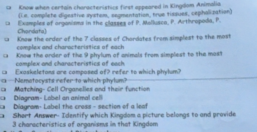 Solved: Know when certain characteristics first appeared in Kingdom ...