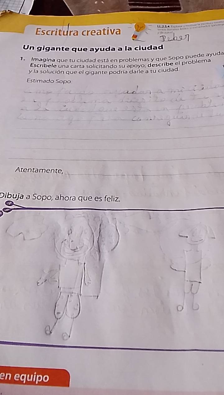 Resuelto:LE 254, Csplea ae yrescnsida la escritala crn Escritura ...
