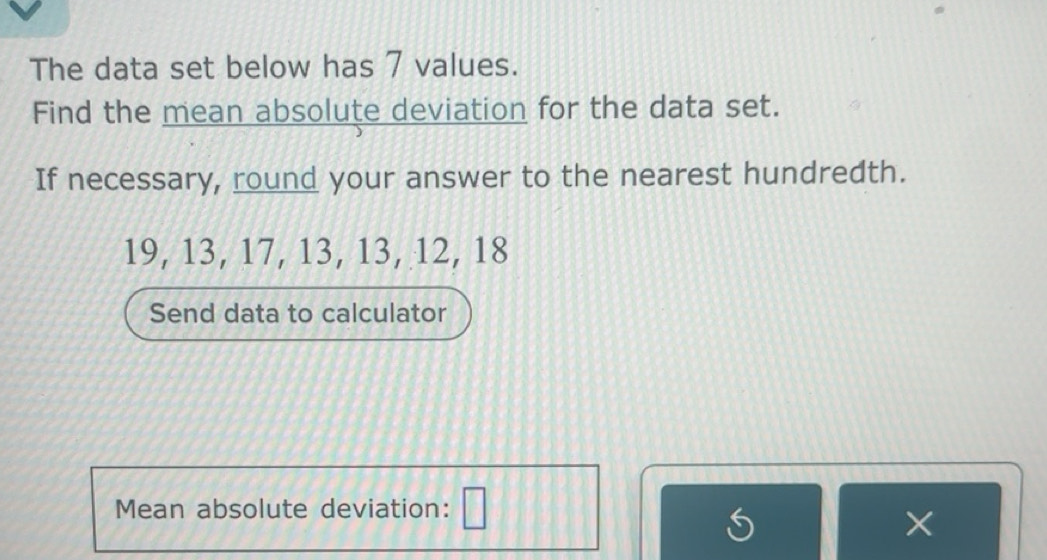 Solved: The data set below has 7 values. Find the mean absolute ...