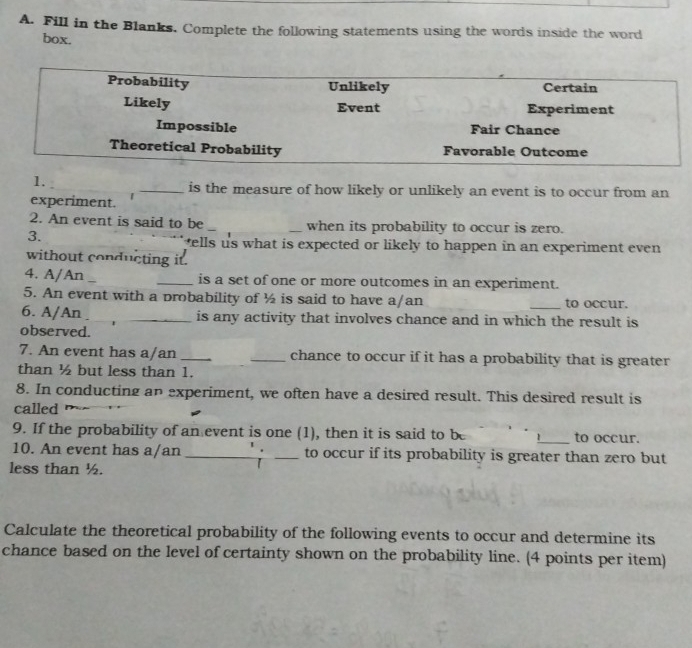 Solved: Fill in the Blanks. Complete the following statements using the ...