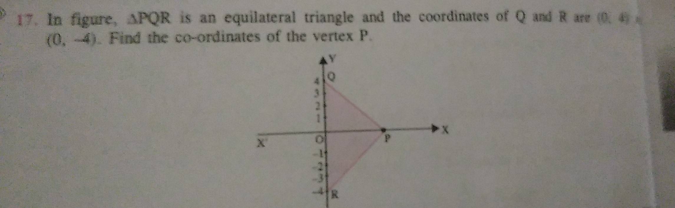 Solved: In figure, PQR is an equilateral triangle and the coordinates ...