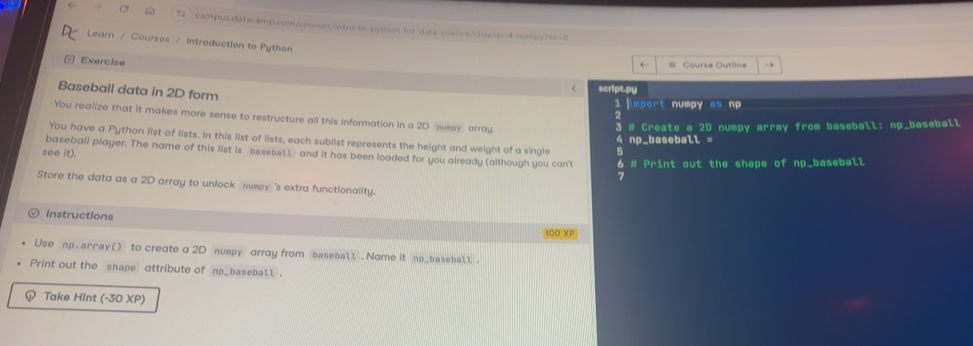 Solved: a =; campus.datacamp.com/courses/intro-to-python-for-data ...