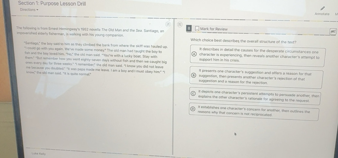 Solved: Purpose Lesson Drill Directions Annotate M The following is ...
