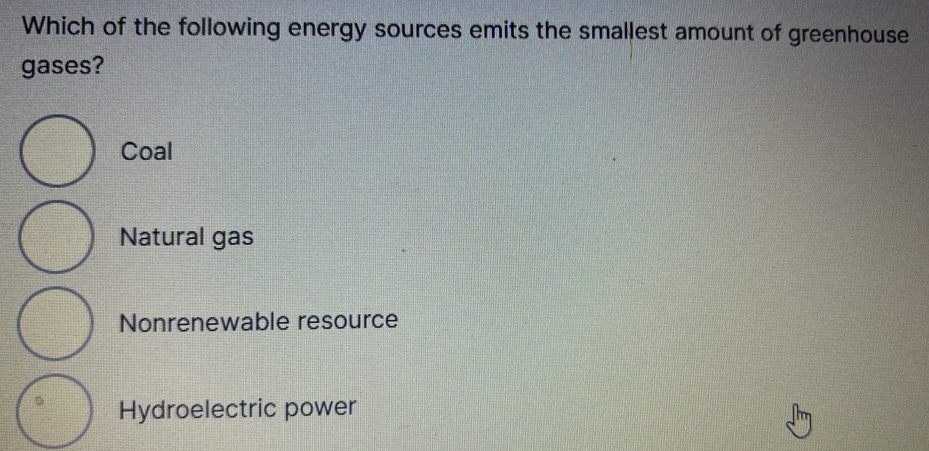 Solved: Which of the following energy sources emits the smallest amount ...
