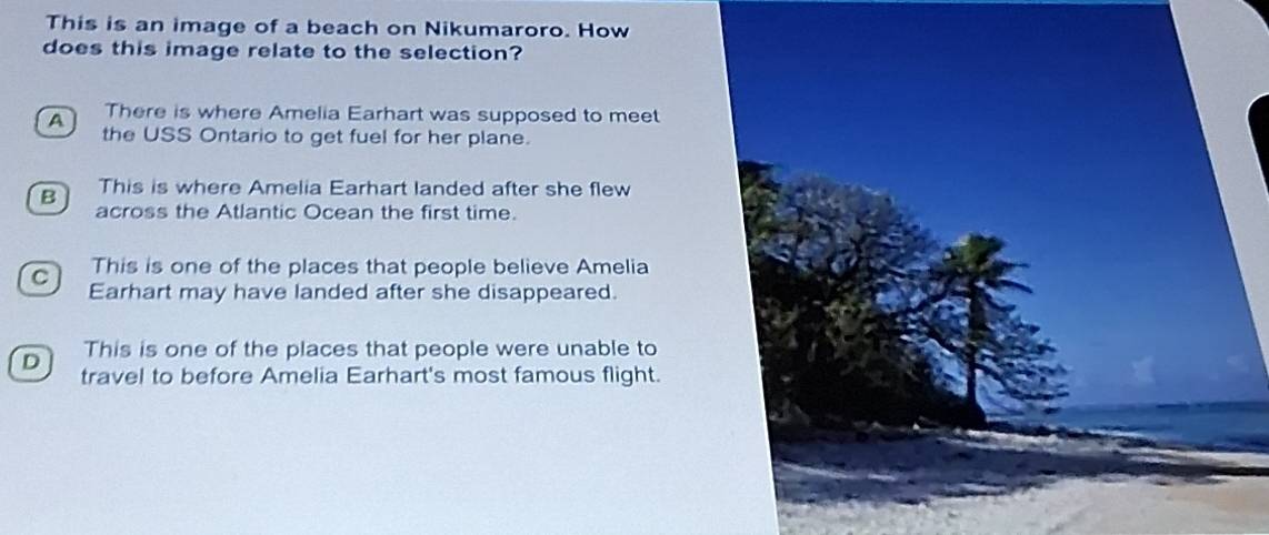 Solved: This is an image of a beach on Nikumaroro. How does this image ...