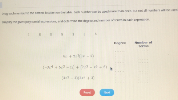 Solved: Drag each number to the correct location on the table. Each number can be used more than ...