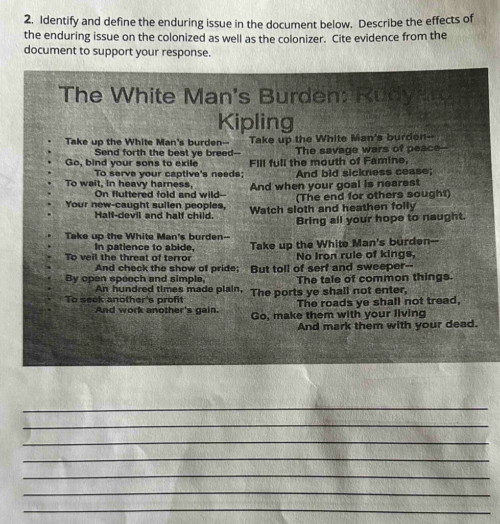 Solved: Identify and define the enduring issue in the document below ...