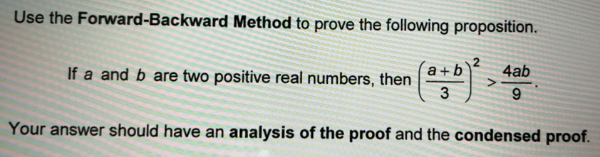 Selesai:Use the Forward-Backward Method to prove the following ...