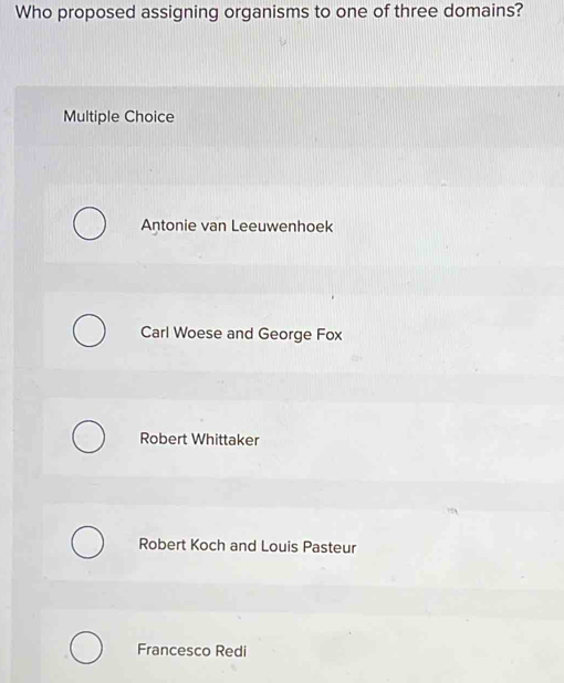 Solved: Who proposed assigning organisms to one of three domains ...