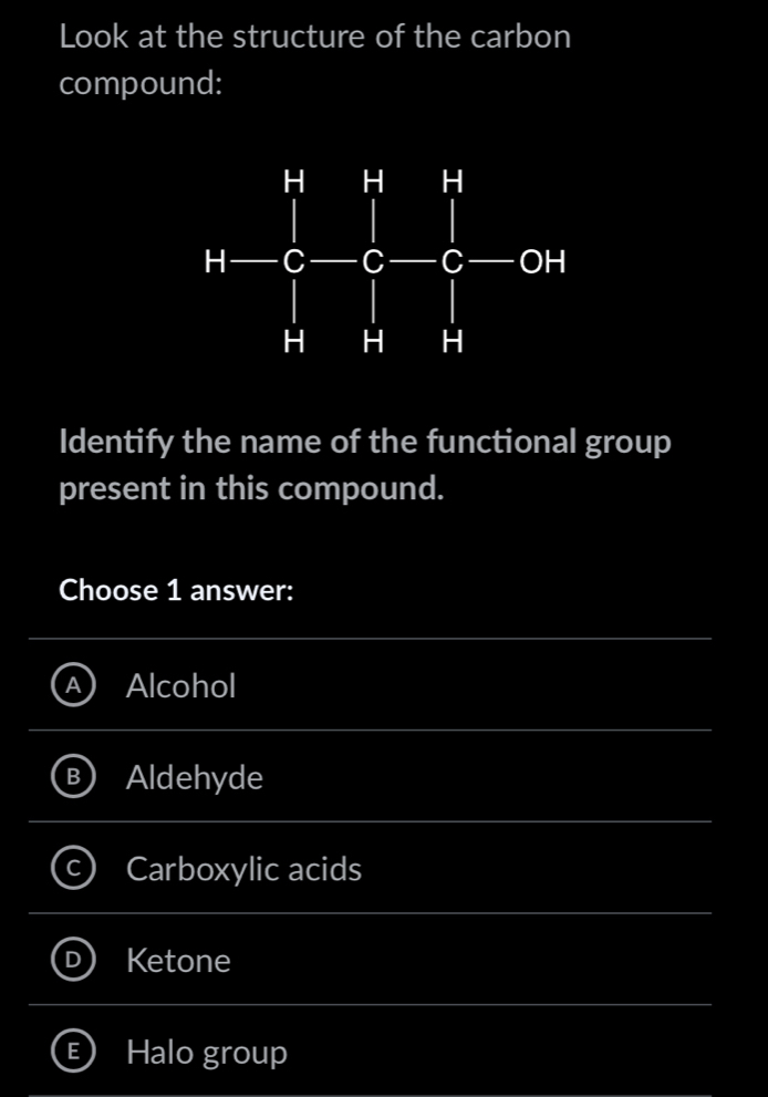 Solved: Look at the structure of the carbon compound: Identify the name ...