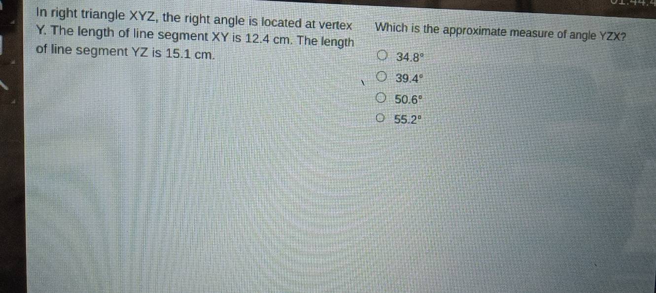 Solved: In right triangle XYZ, the right angle is located at vertex Y ...