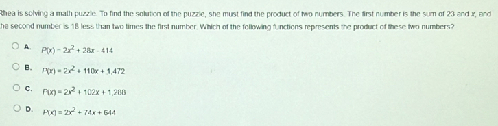 Giải quyết:Rhea is solving a math puzzle. To find the solution of the ...