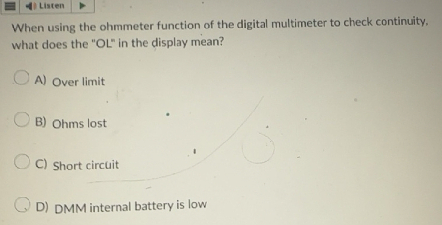 Solved: Listen When using the ohmmeter function of the digital ...