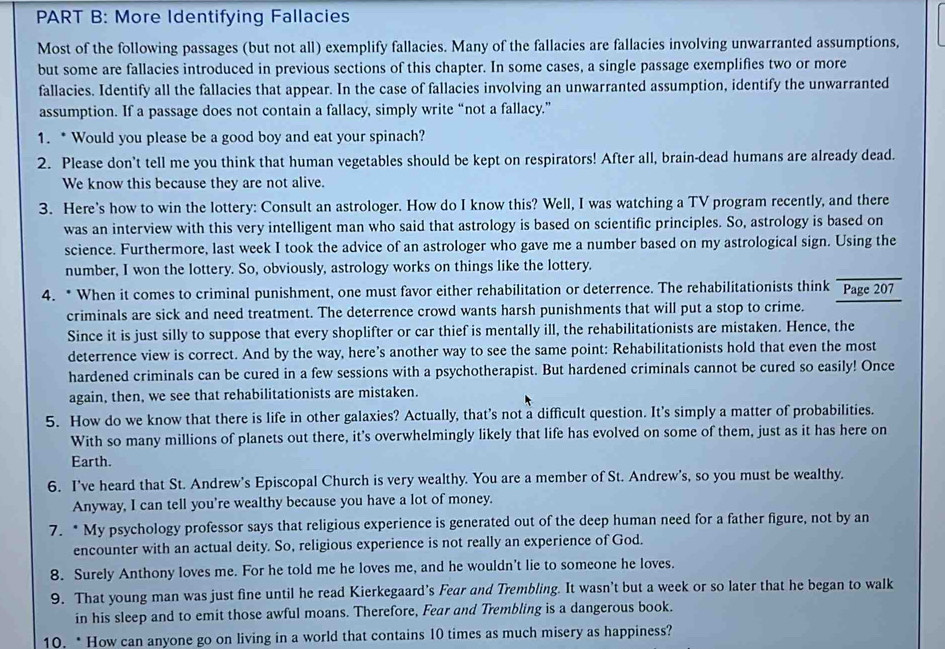 Solved: More Identifying Fallacies Most of the following passages (but ...