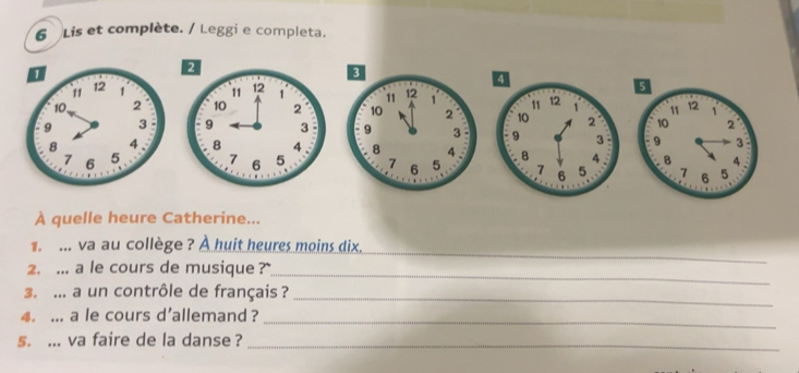 Risolto:Lis et complète. / Leggi e completa. 1 2 3 4 12 11 1 11 12 1 11 ...