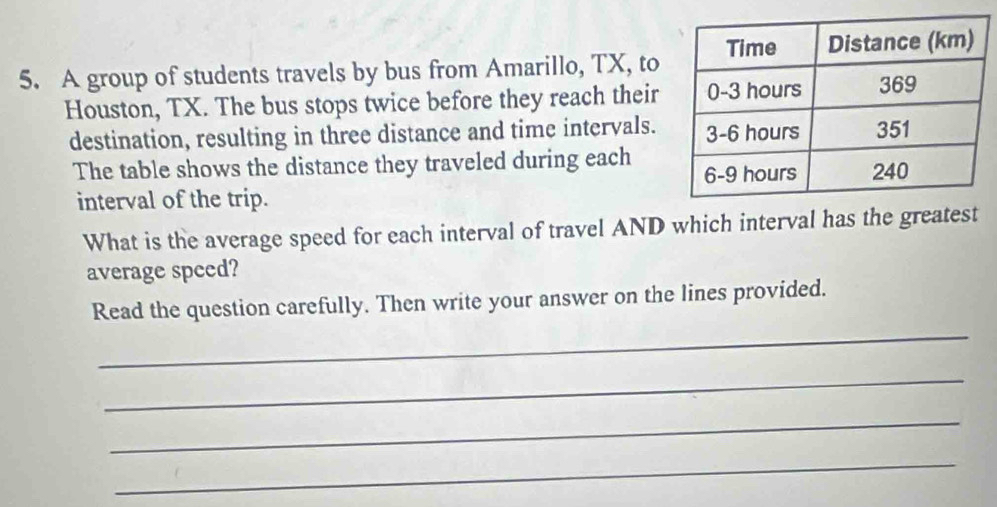 Solved: A group of students travels by bus from Amarillo, TX, to ...