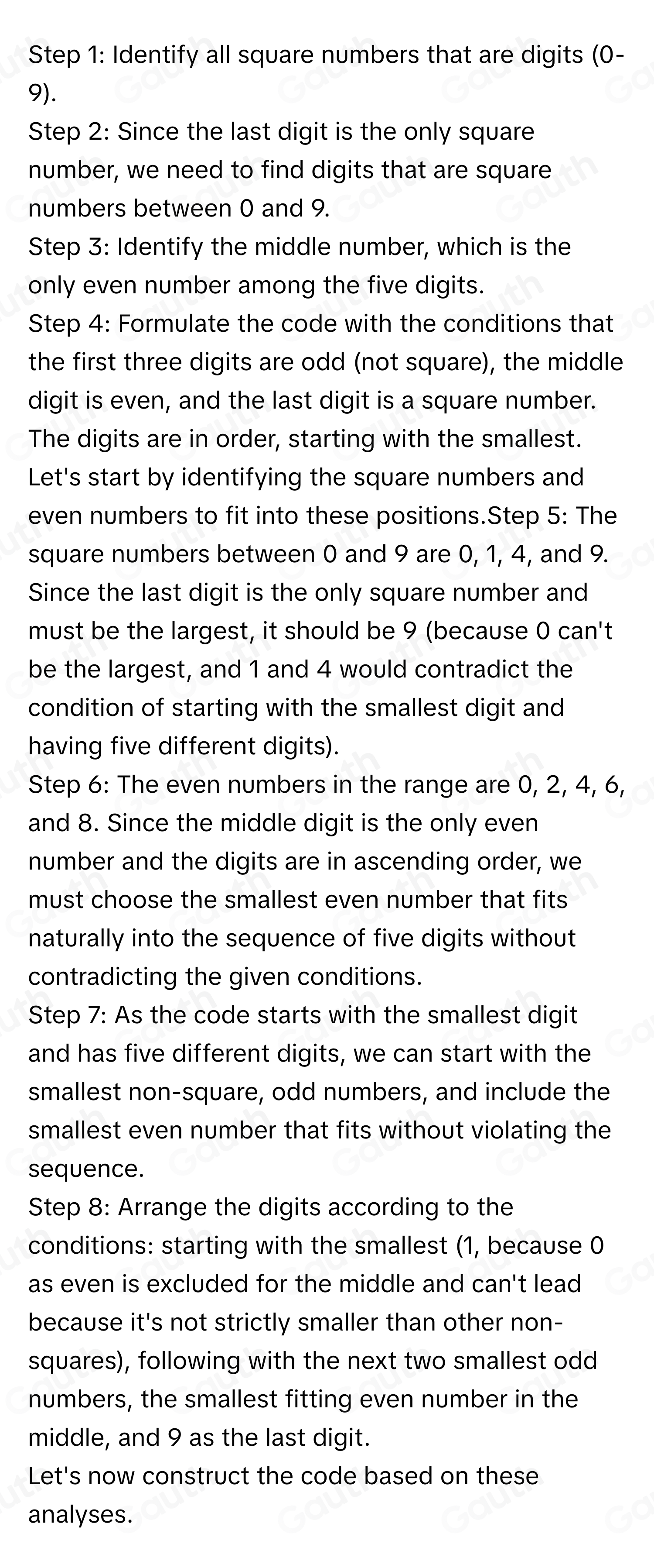 Solved: A code has five different digits written in order, starting ...