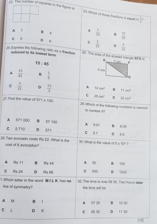 Solved: The number of squares in the figure is 24.Which of these ...