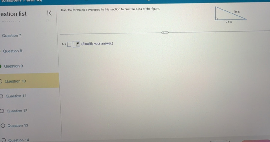 Solved: Use the formulas developed in this section to find the area of the figure. estion list Q ...