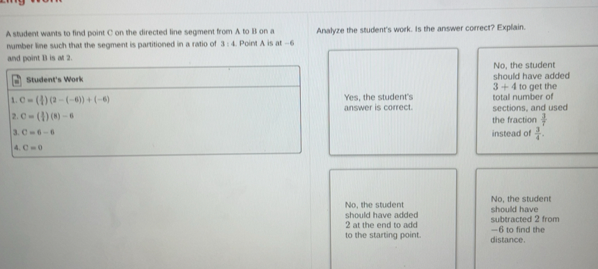 Solved: A student wants to find point C on the directed line segment from A to B on a Analyze ...