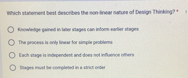 Solved: Which statement best describes the non-linear nature of Design ...