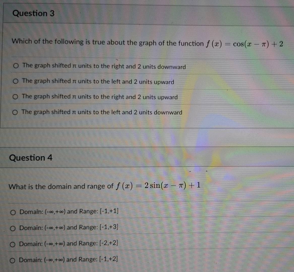 Solved: Which of the following is true about the graph of the function ...