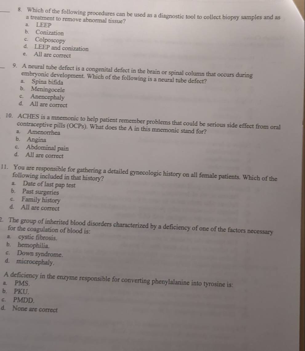 Solved: Which of the following procedures can be used as a diagnostic ...