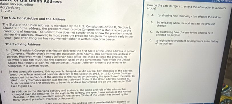 Solved: or the Union Address Bag für Kev elaíde Jackson, editor article ...