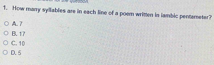 Solved: of the question. 1. How many syllables are in each line of a ...