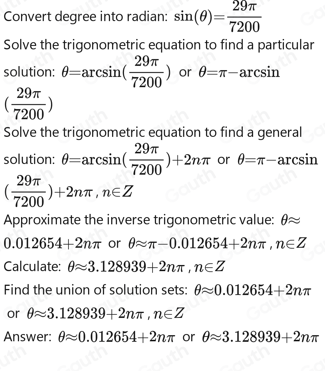 Solved: Example: sin θ =0.725° = press 2^(nd) or arc or shift =0.725 =46.47 = b. C. d. e. _ [Math]