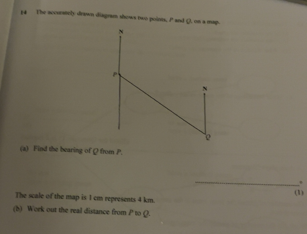 Solved: [4 The accurately drawn diagram shows two points, P and Q, on a ...