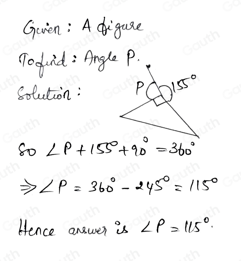 Solved: What is the size of angle p? Give your answer in degrees (" Net ...