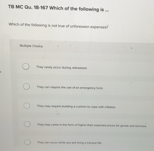 Solved: TB MC Qu. 18-167 Which of the following is ... Which of the ...
