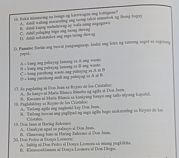 Solved: Bakit itinuturing na bunga ng karuwagan ang kabiguan? A. dahil ...