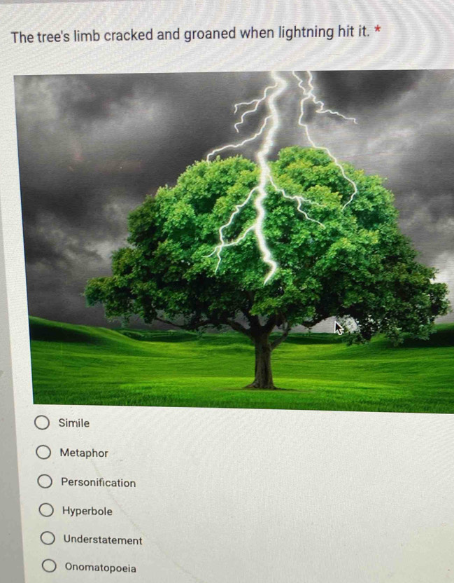 Solved: The tree's limb cracked and groaned when lightning hit it ...