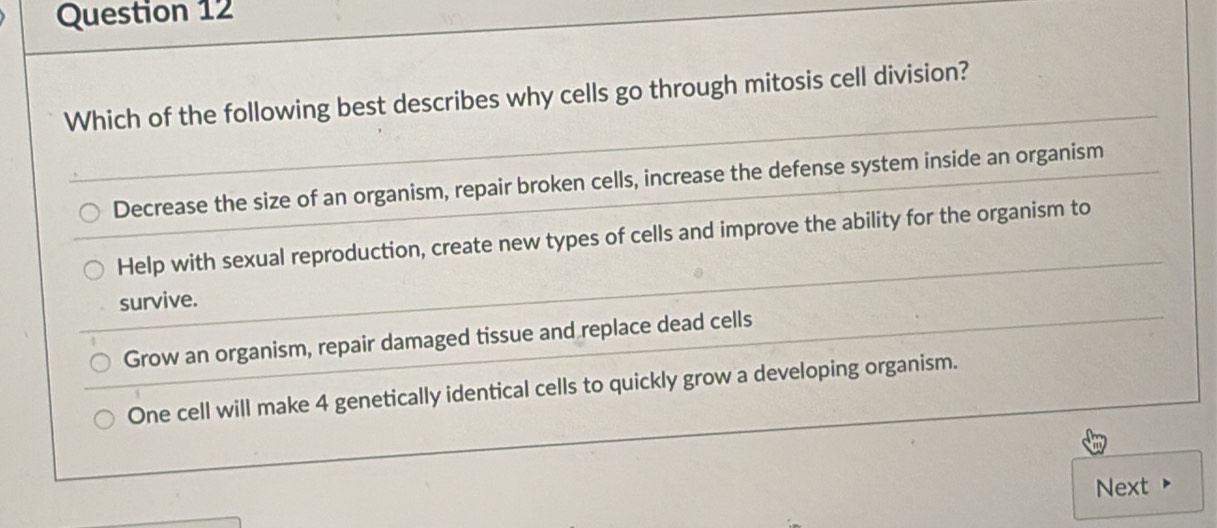 Solved: Which of the following best describes why cells go through ...