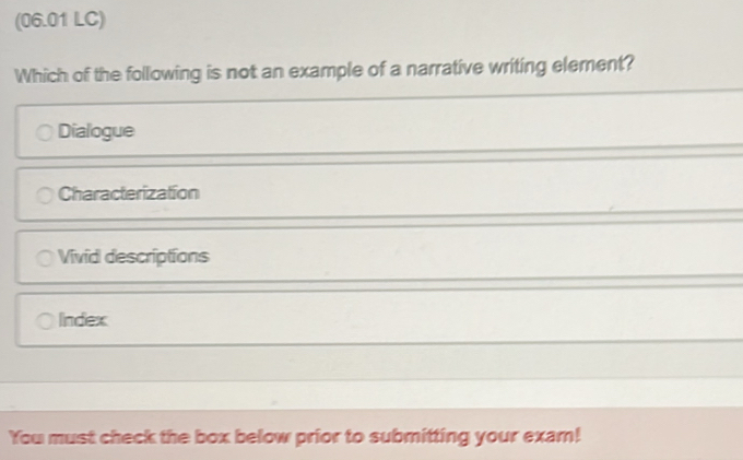 Solved: (06.01 LC) Which of the following is not an example of a ...