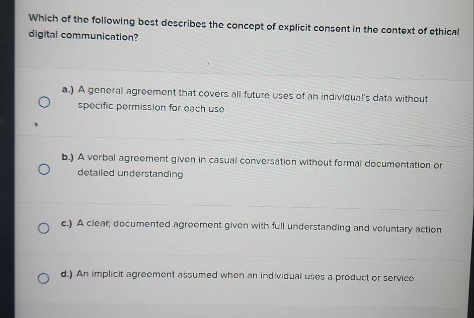Solved: Which of the following best describes the concept of explicit ...