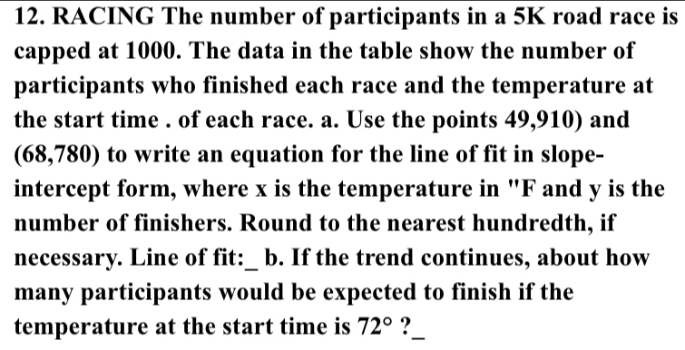 RACING The number of participants in a 5K road race is capped at 1000 ...