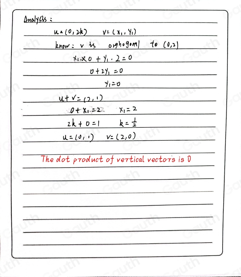 Solved: The vectors u, v∈ R^2 such that u is a scalar multiple of (0,2 ...