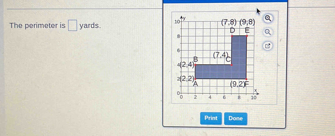 Solved: The perimeter is yards. Print Done [Math]